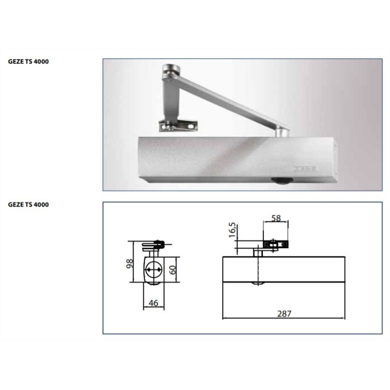 CIERRAPUERTAS GEZE TS4000 BRAZO NORMAL NEGRO ref. 102789+109544