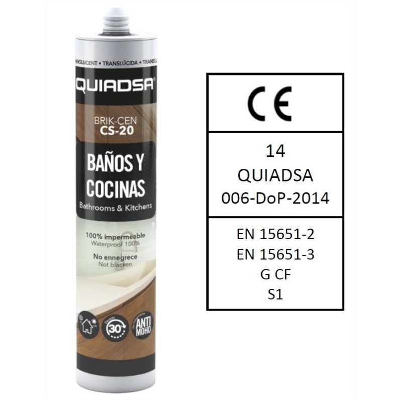 SILICONA ACÉTICA ANTIMOHO BLANCA BAÑO/COCINA BRIK CEN CS-20