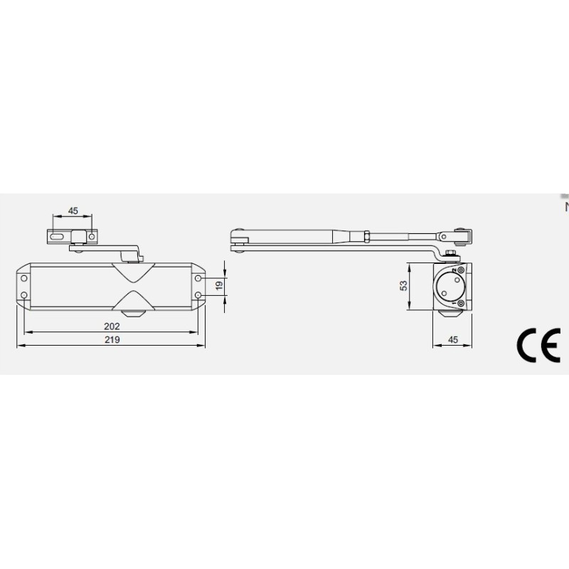CIERRAPUERTAS CISA C1456 FUERZA 2-4 COLOR NEGRO CON BRAZO RETENEDOR