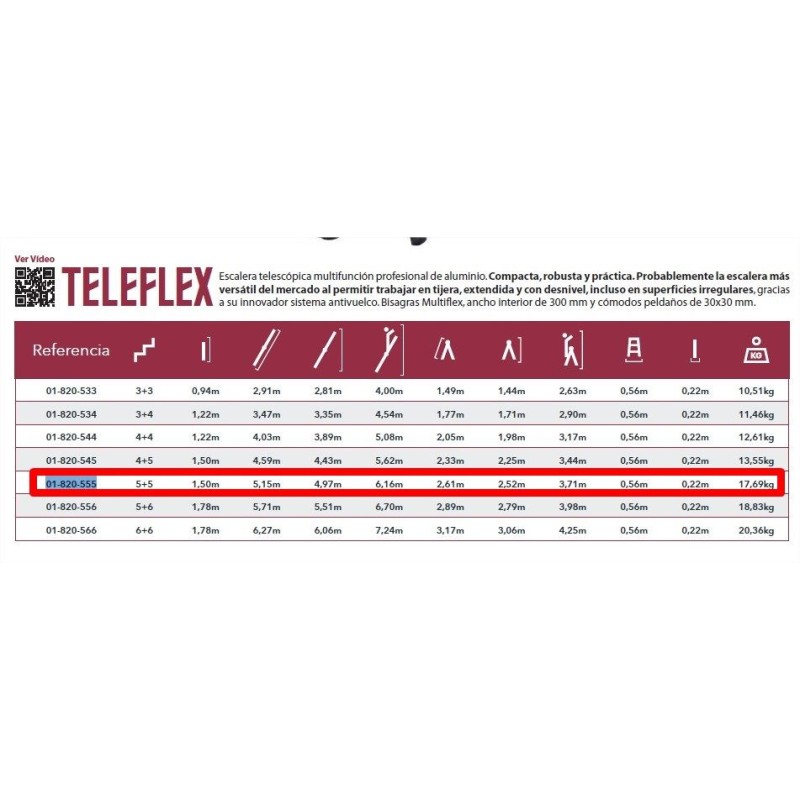 ESCALERA MULTIUSO ALUMINIO 10+10 PELDAÑOS FERRAL TELEFLEX