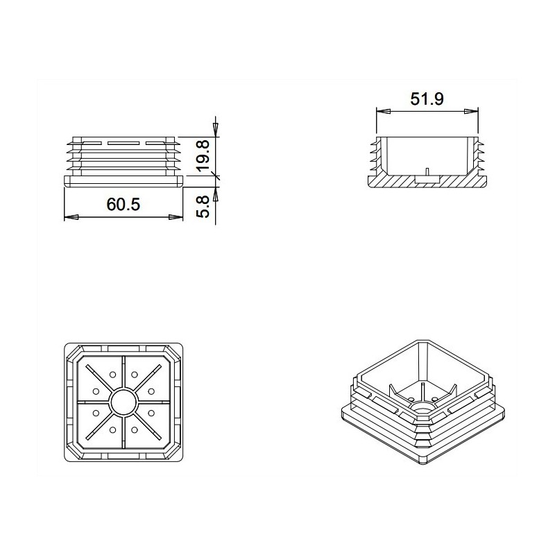 CONTERA CUADRADA BLANCA 60x60mm REF. 15